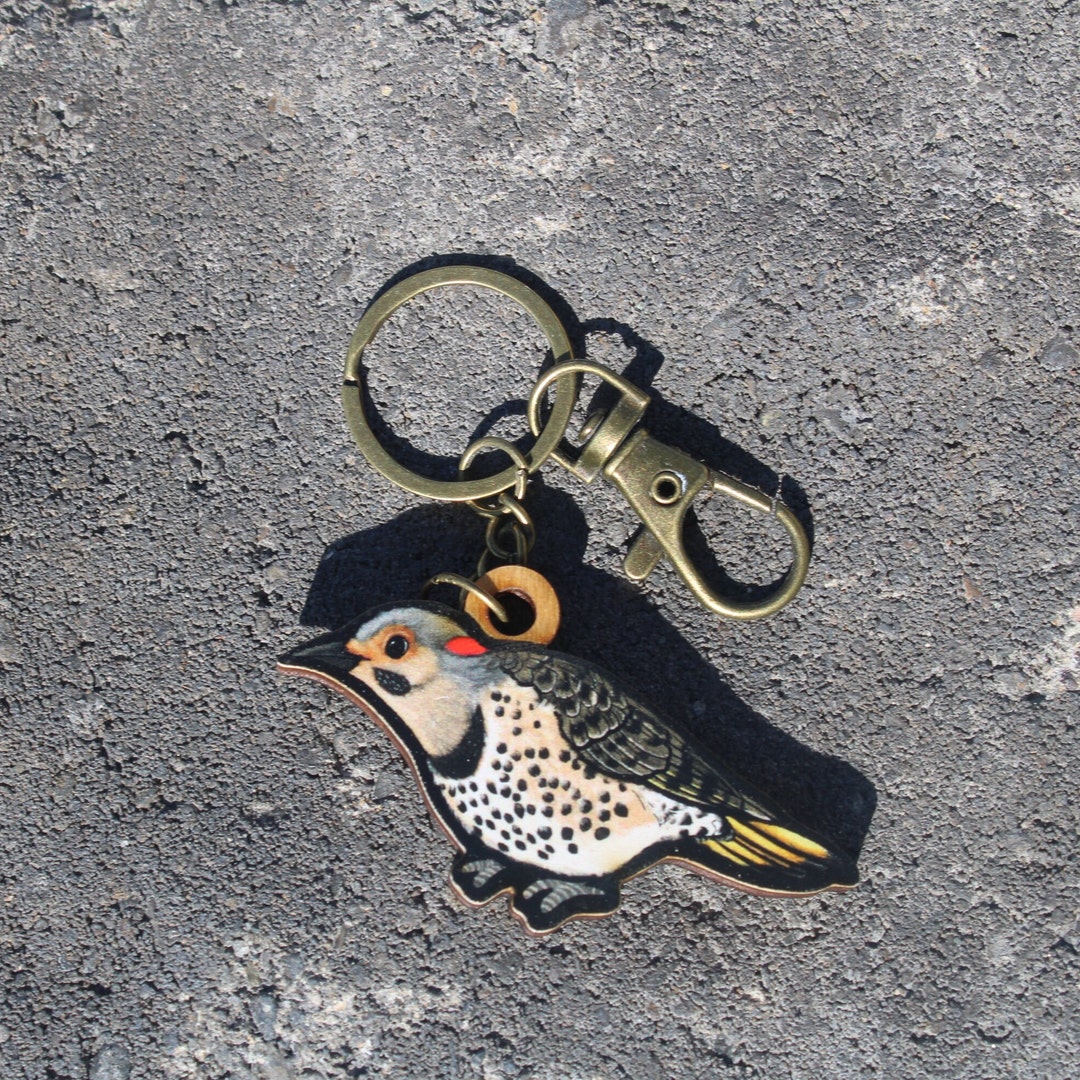 Wood Flicker Bird Keychain: Gift for Animal Lovers, Bird Watchers, Vet ...