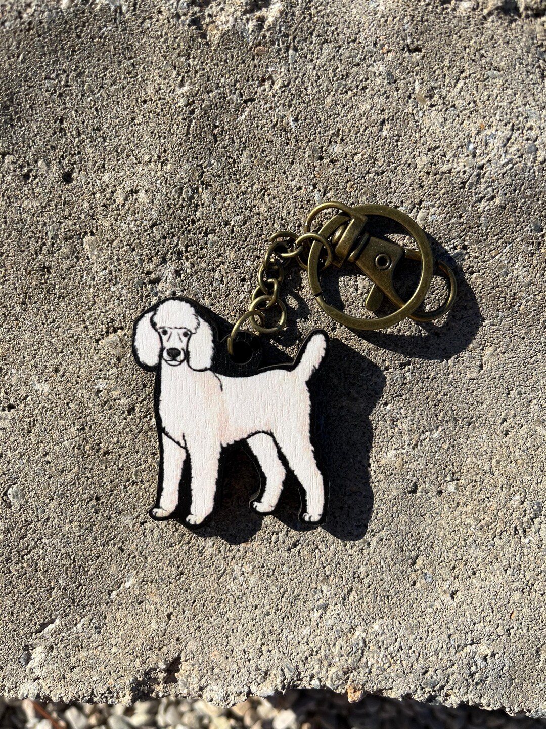 Wood White Standard Poodle Keychain: Gift for Dog Lovers, Vet Techs ...