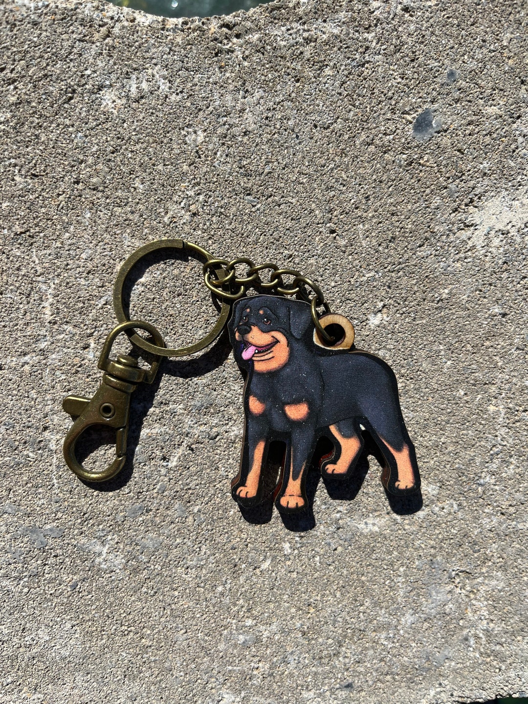Wood Rottweiler Keychain: Gift for Rotty Dog Lovers, Vet Techs ...