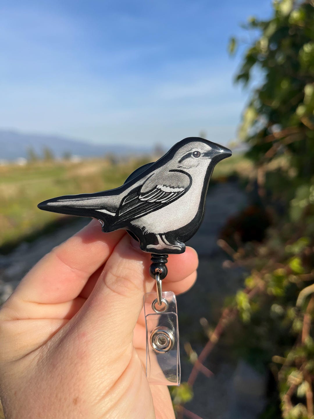 Acrylic Mocking Bird Badge Reel ID Holder: Gift for Bird Animal Lovers ...