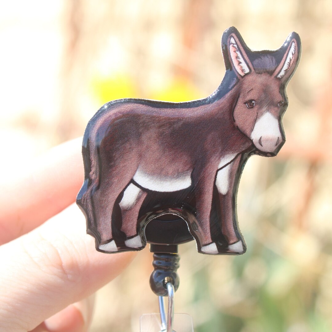 Donkey Mule Badge Reel ID Holder: Gift for Farm Animal Lover, Nurses ...