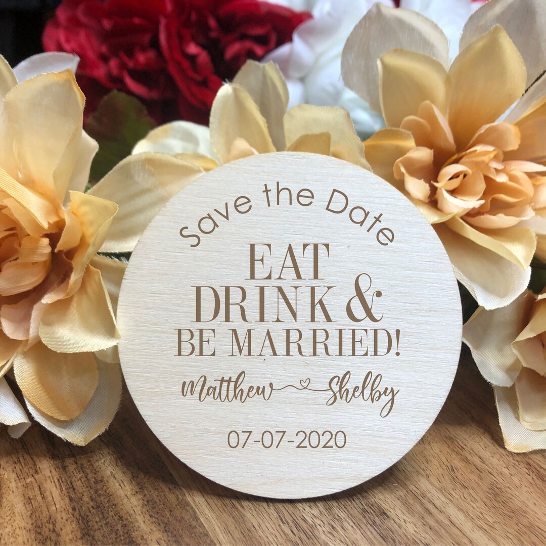 Custom Wooden Laser Engraved Save the Date Coasters | Wedding Favour ...