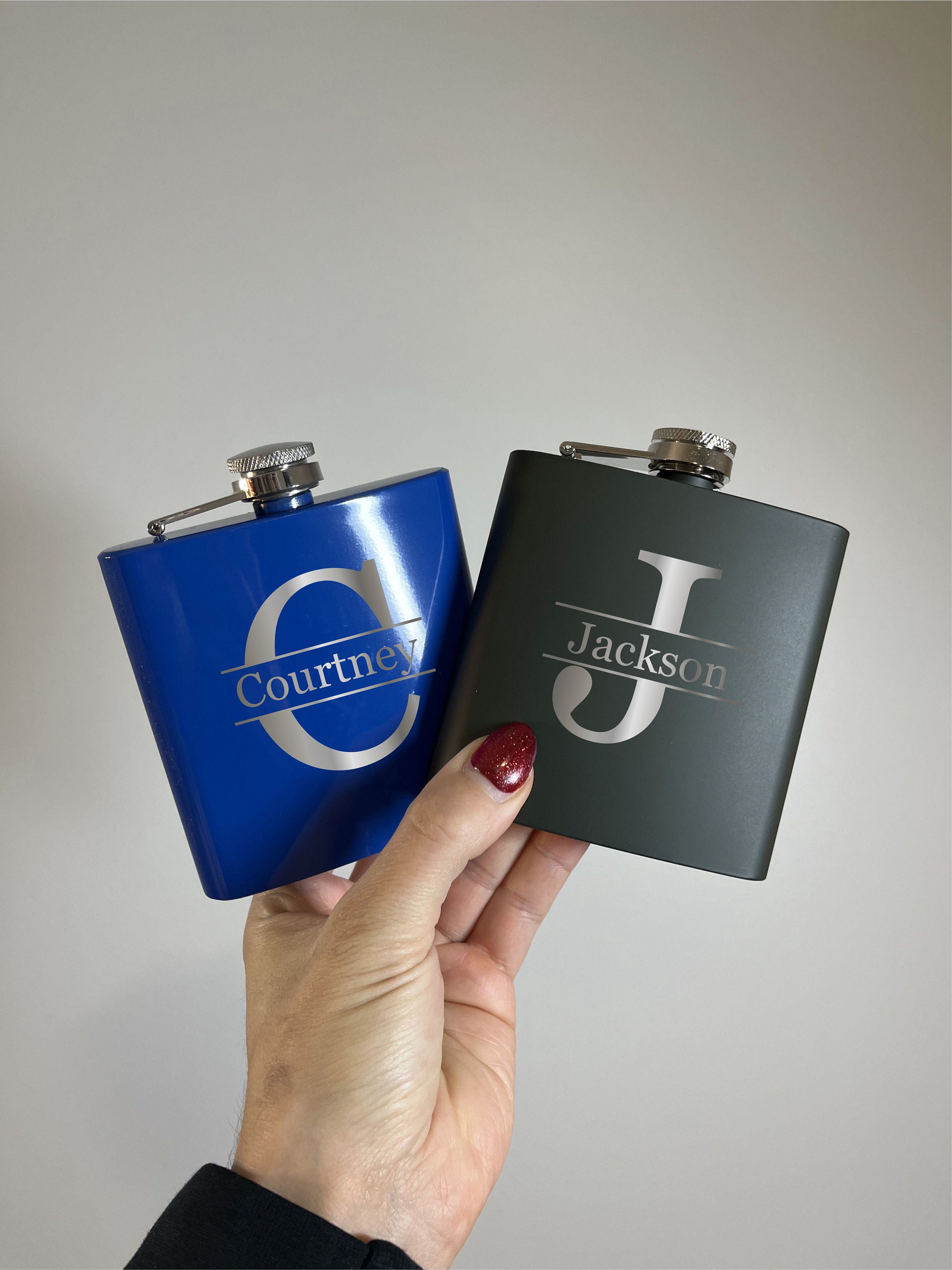 Custom Design Initial Laser Engraved Flask | Personalized Letter ...