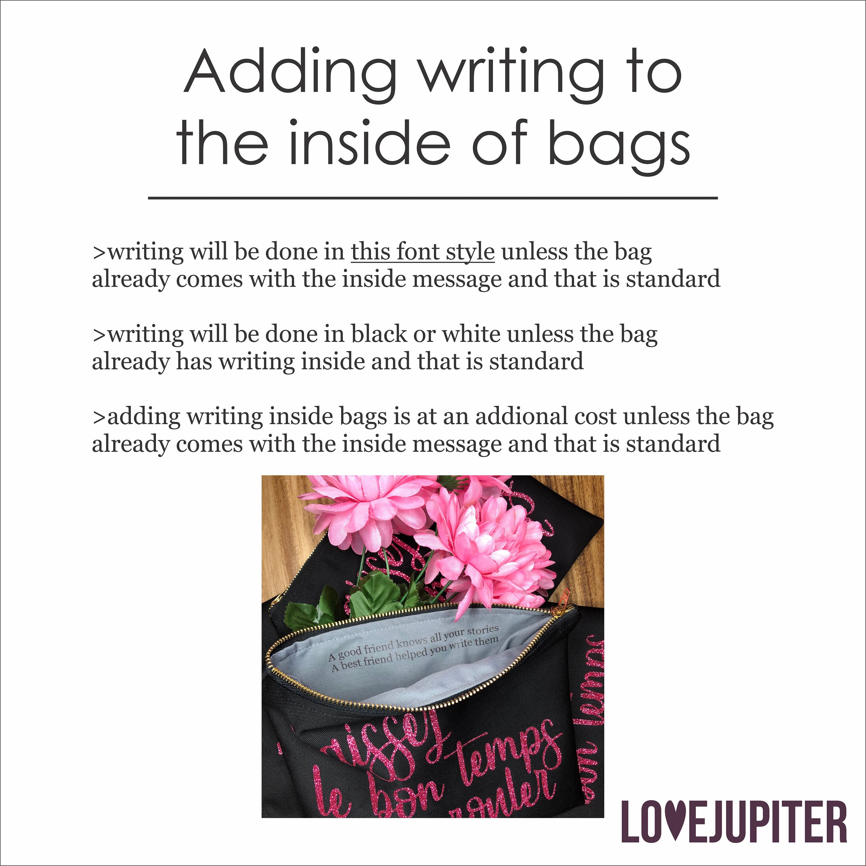 NOT A BAG - Additional Logoing for Writing Inside or Back of Customized ...