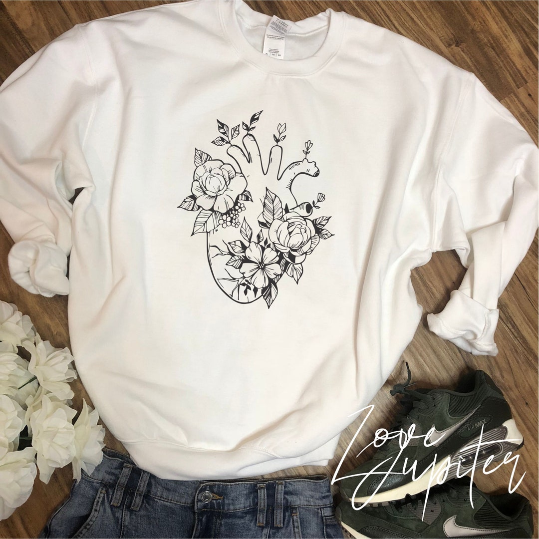 Floral Anatomical Heart Crewneck Sweater | Gift for Nurse X Ray ...