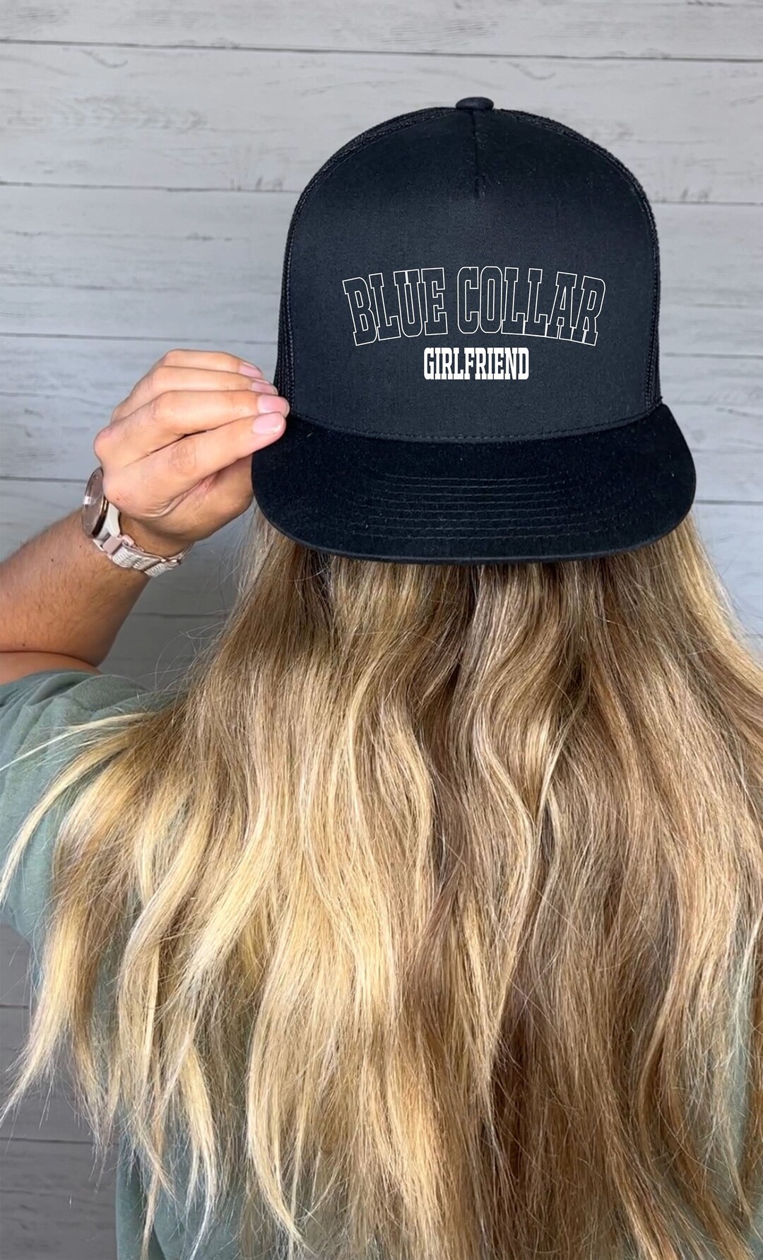 Blue Collar Girlfriend Trucker Hat | Gift for Wife Fiancé in the Trades ...