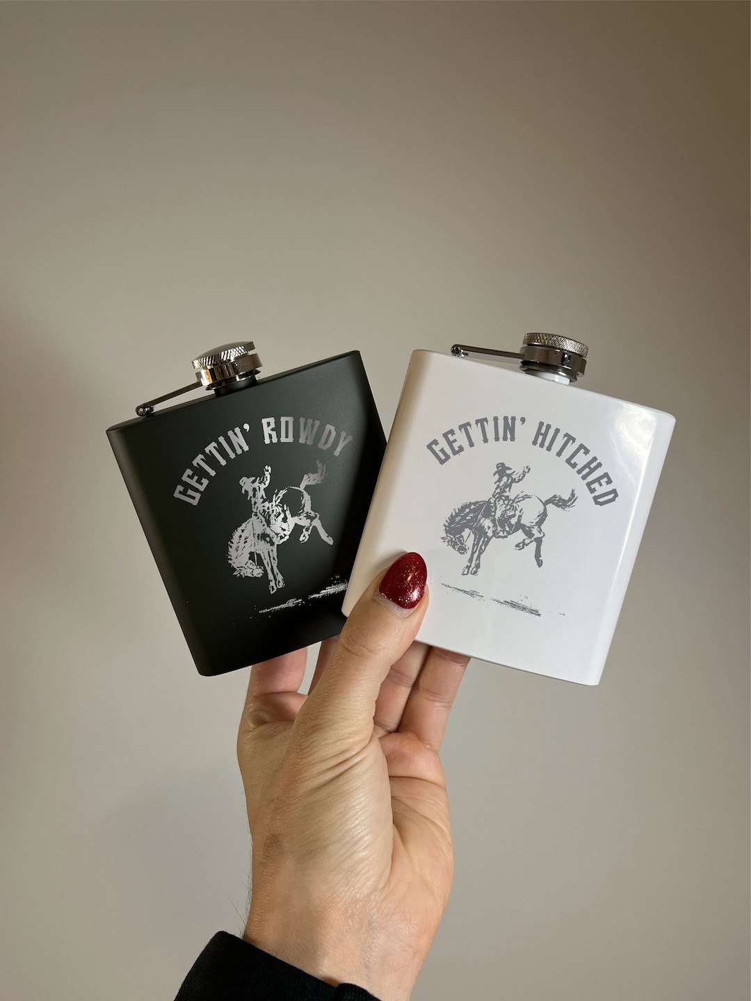 Gettin' Hitched / Gettin' Rowdy Cowboy Bachelorette Laser Engraved ...