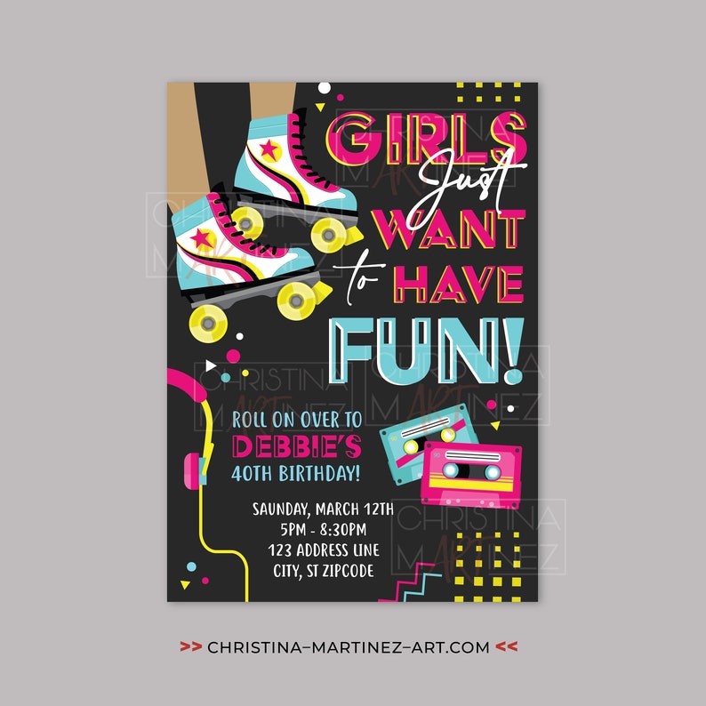 Skate Party, 80s Party, 80s Retro Skate, Roller Skate, Skate Birthday ...