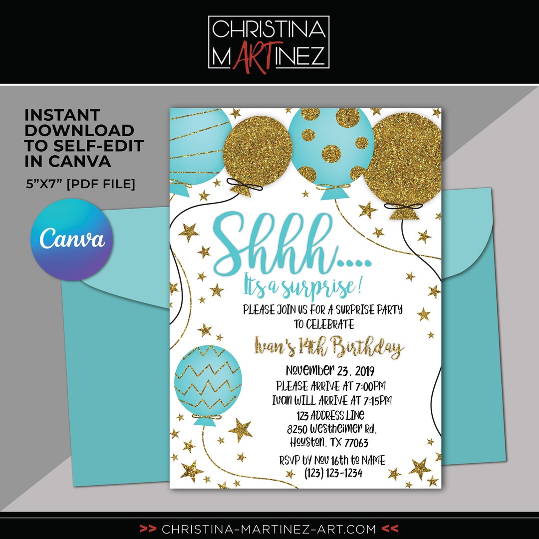 Surprise Party Invitation, Shhh Surprise Party Invitation, Surprise ...