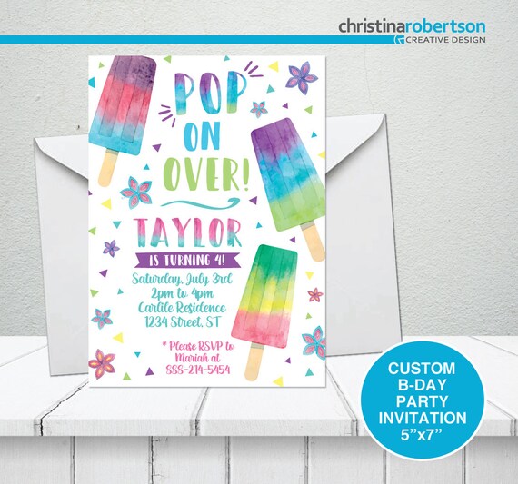 Popsicle Birthday Invitation Summer Popsicle Party Popsicle | Etsy
