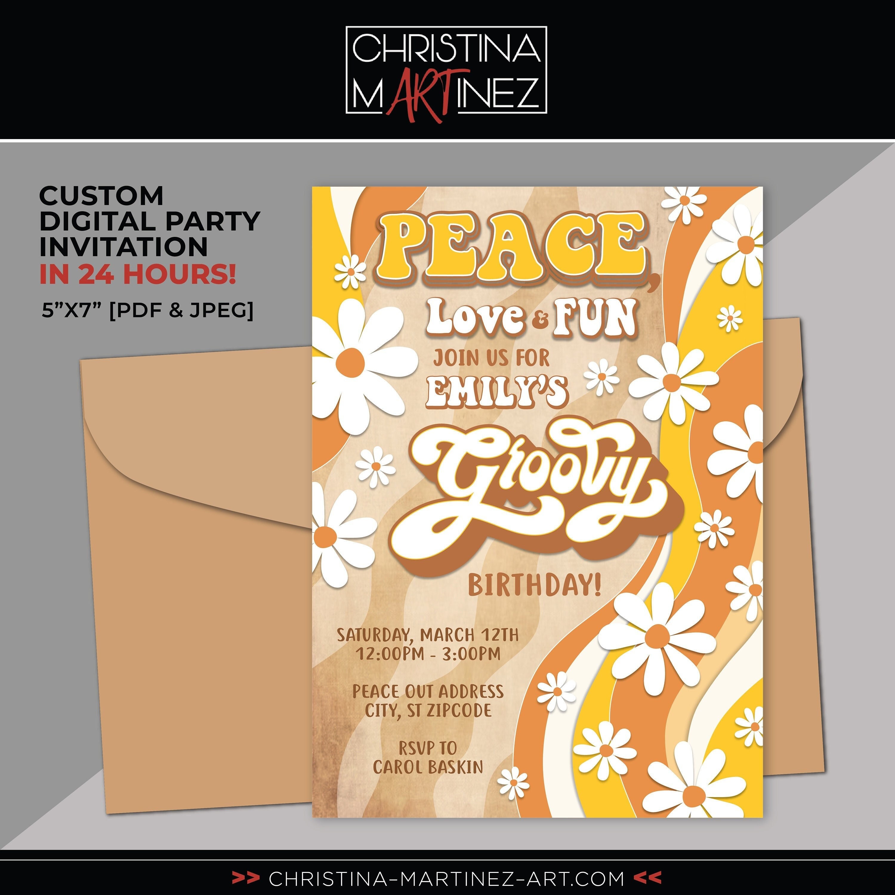 Peace Love Fun, Groovy Party Invitation, Groovy Party Theme, Groovy ...