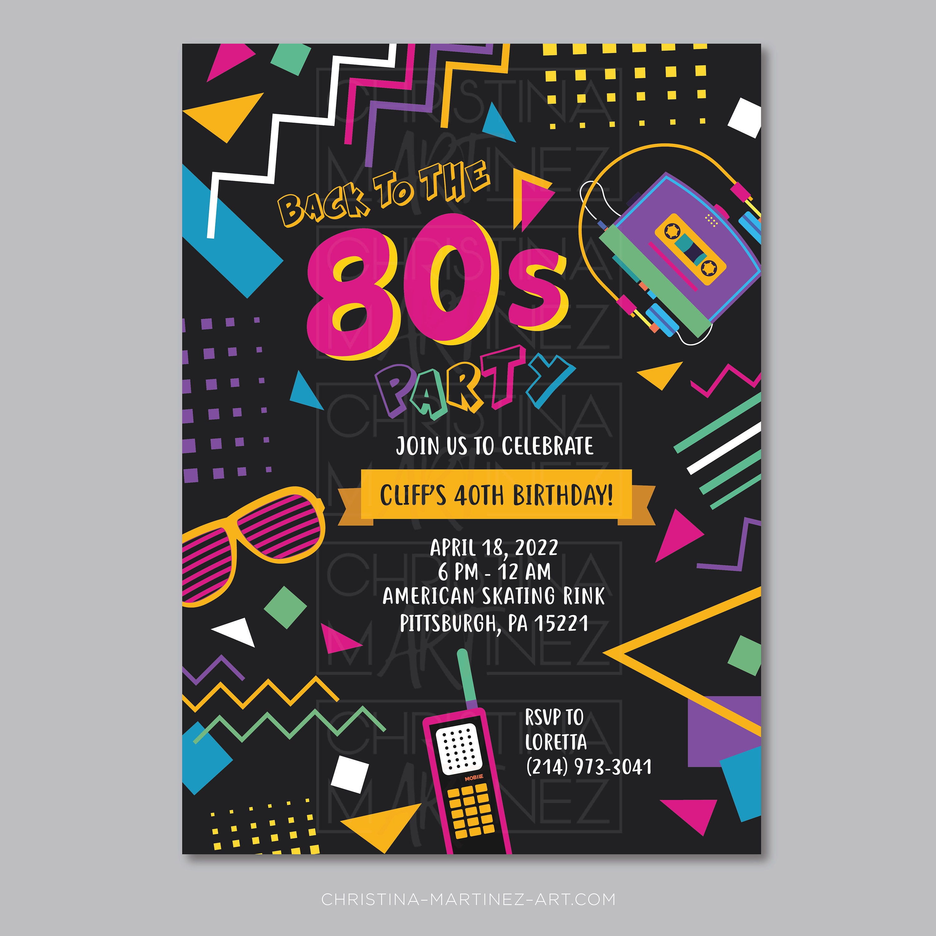 80's Party Invitation, 80s Birthday Party Theme, 80s Retro Birthday ...