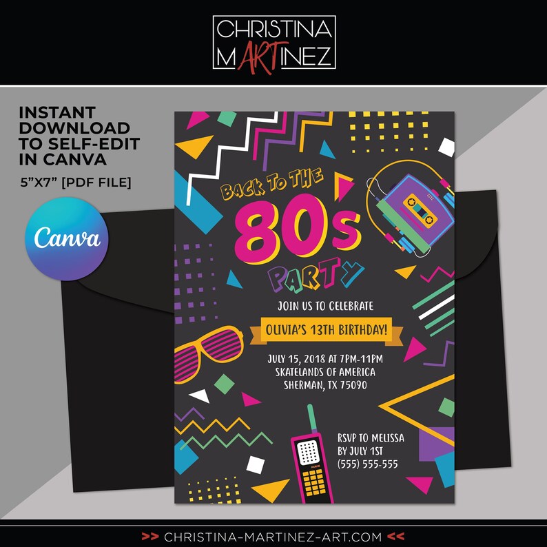 80's Party Invitation, 80s Birthday Party Theme, 80s Retro Birthday ...
