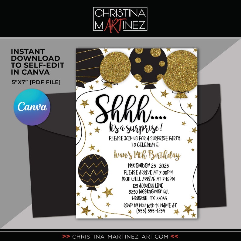 Surprise Party Invitation, Shhh Surprise Party Invitation, Surprise ...