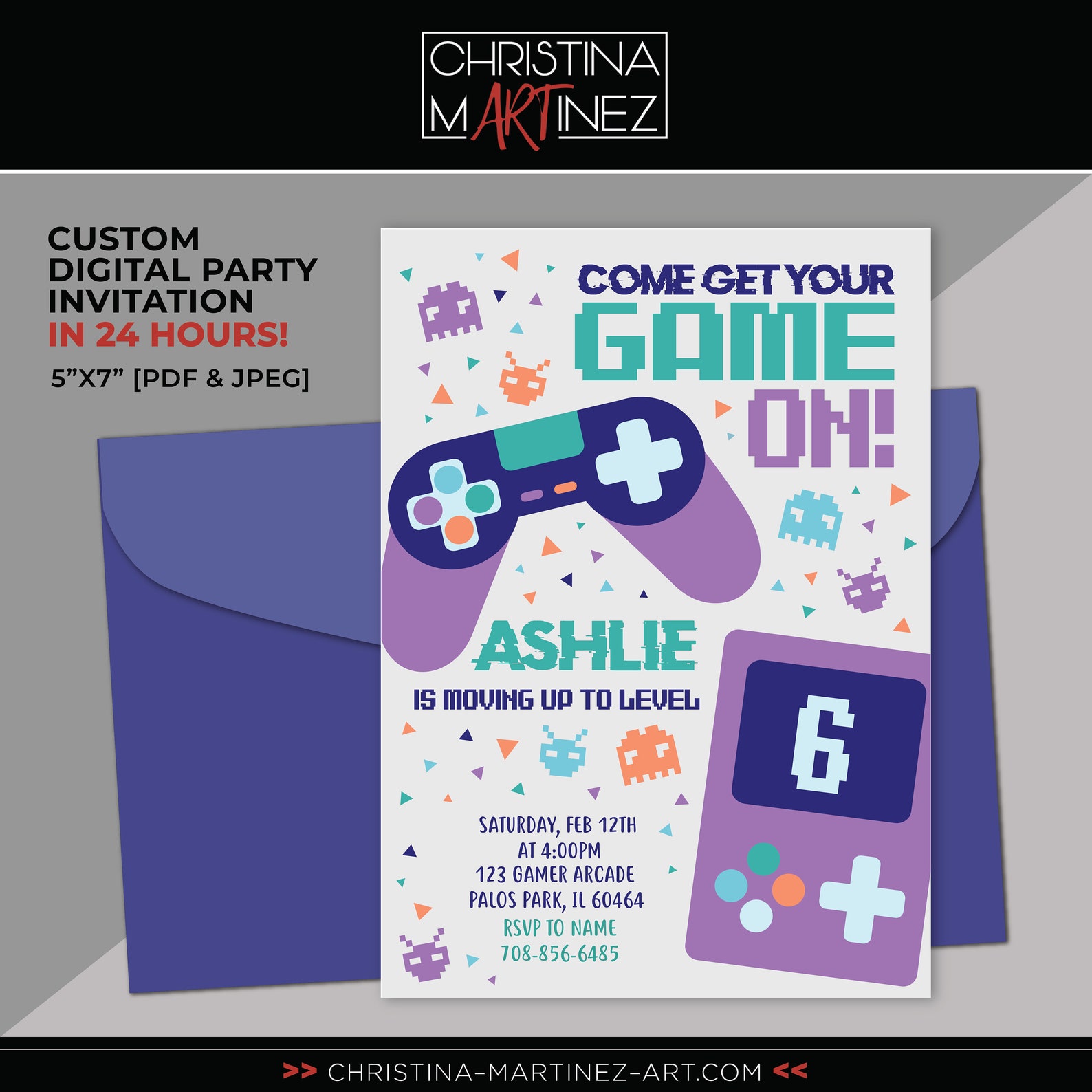 Video Game Party Invitation, Gamer Birthday Party, Level up Gamer ...