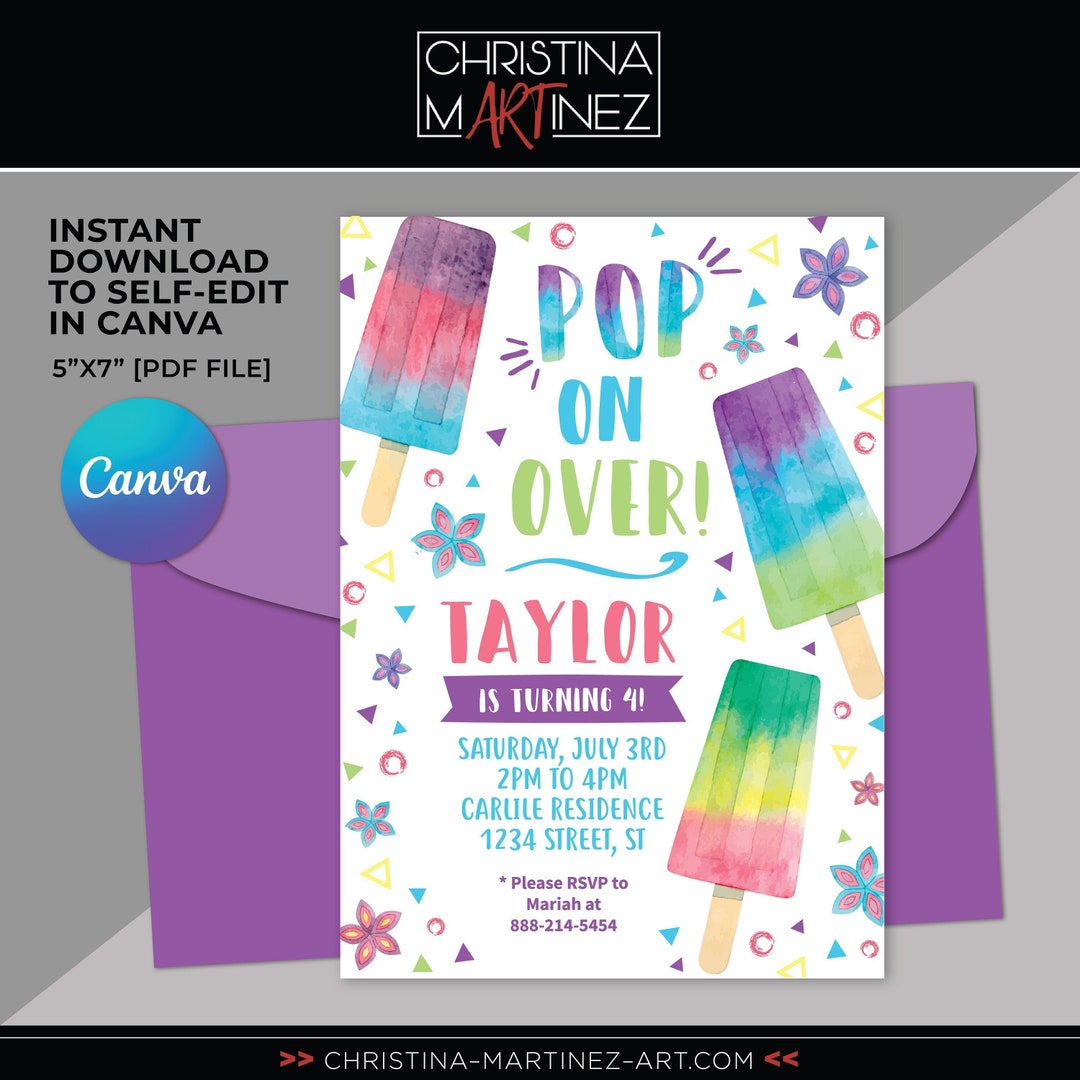 Popsicle Birthday Invitation, Summer Popsicle Party, Popsicle Birthday ...