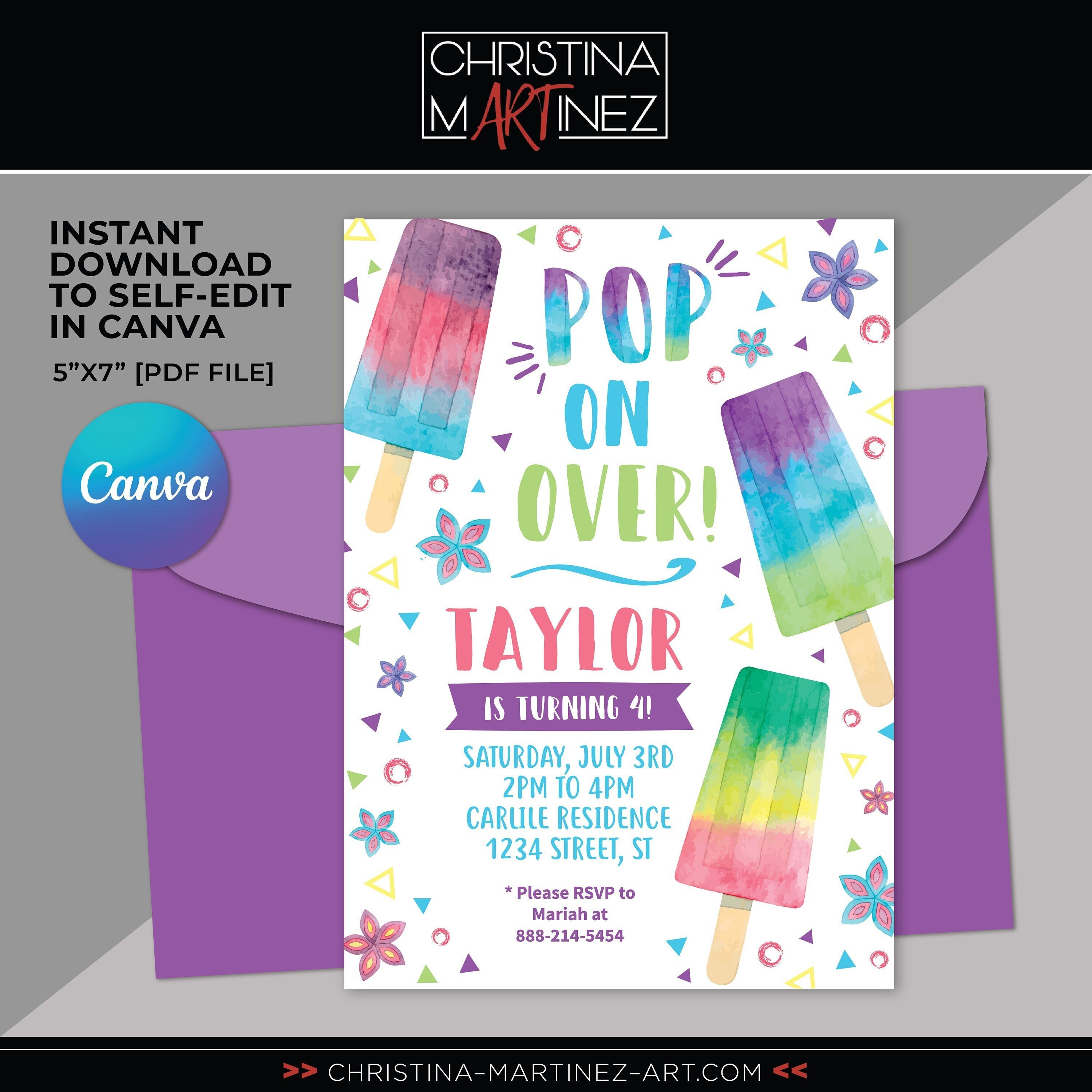 Popsicle Birthday Invitation, Summer Popsicle Party, Popsicle Birthday ...