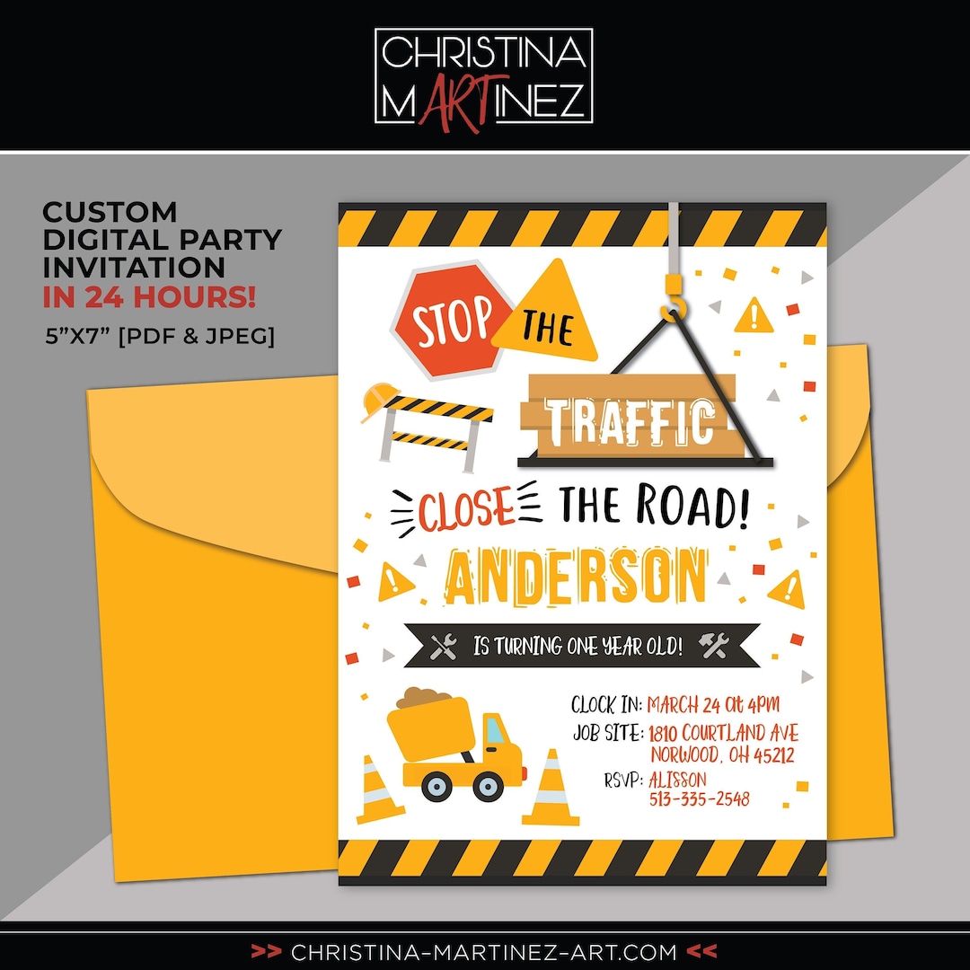 Construction Birthday Invitation, Construction Party, Jobsite Birthday ...