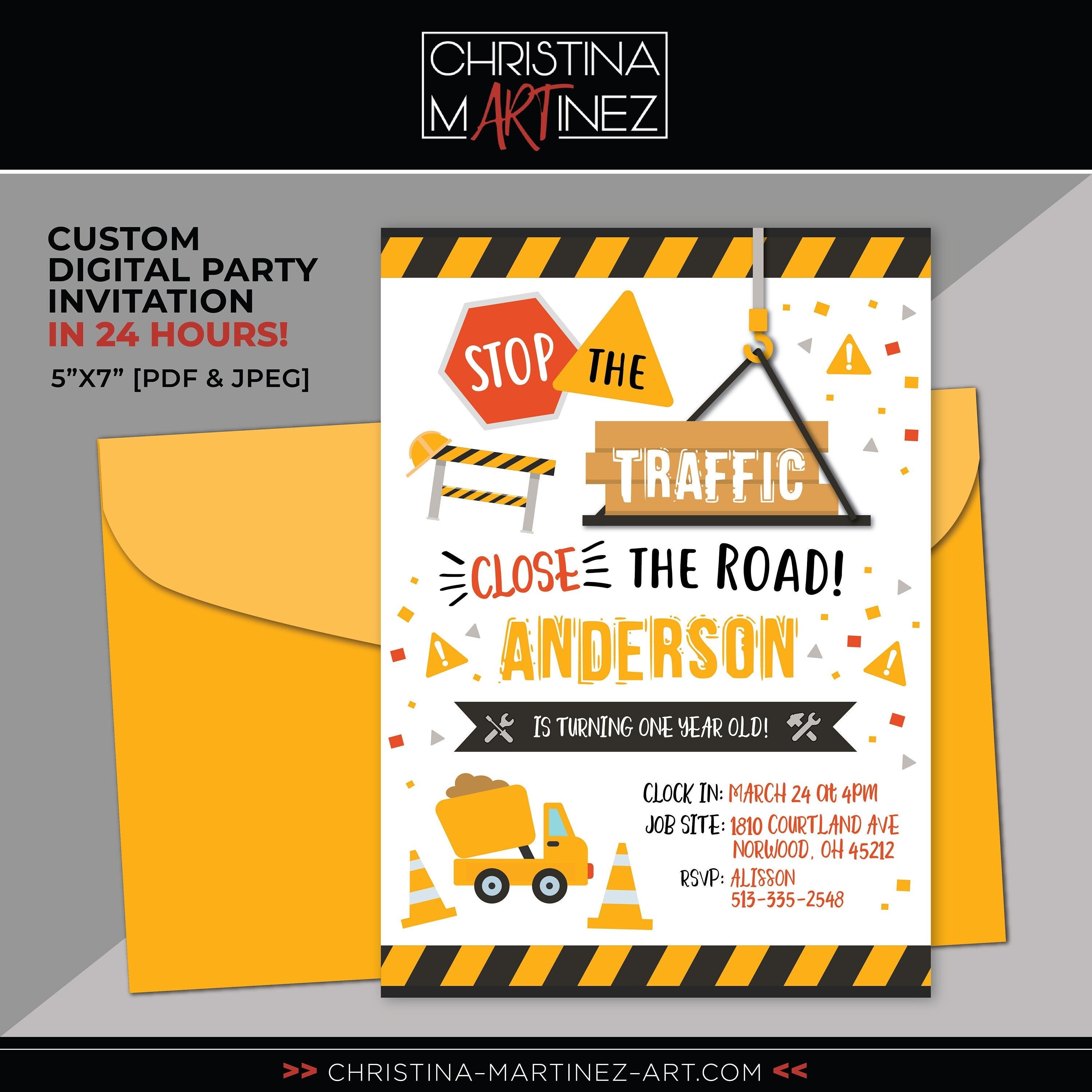 Construction Birthday Invitation, Construction Party, Jobsite Birthday ...