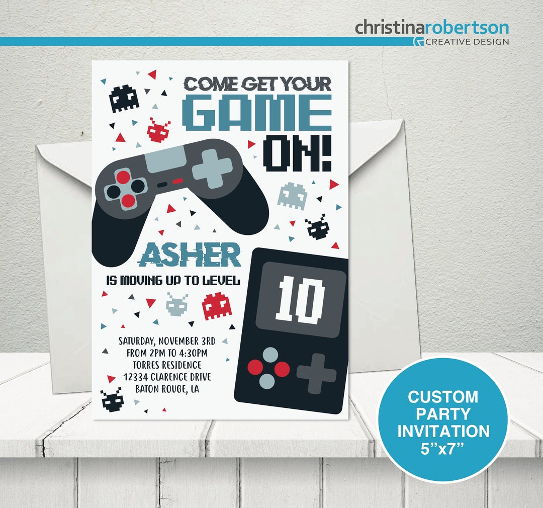 Video Game Party Invitation Gamer Birthday Party Video Game - Etsy