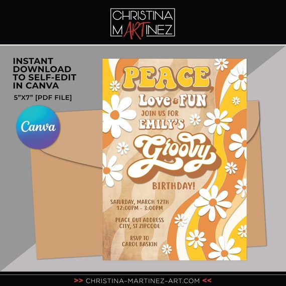 Peace Love Fun, Groovy Party Invitation, Groovy Party Theme, Groovy ...