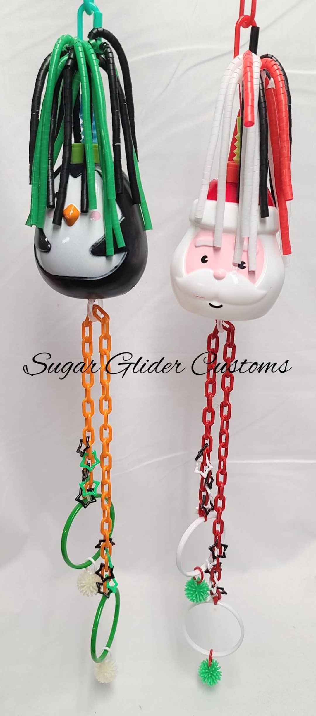 Ornament Pulley Toy, Santa and Penguins Enrichment Toy, Foraging Toy ...