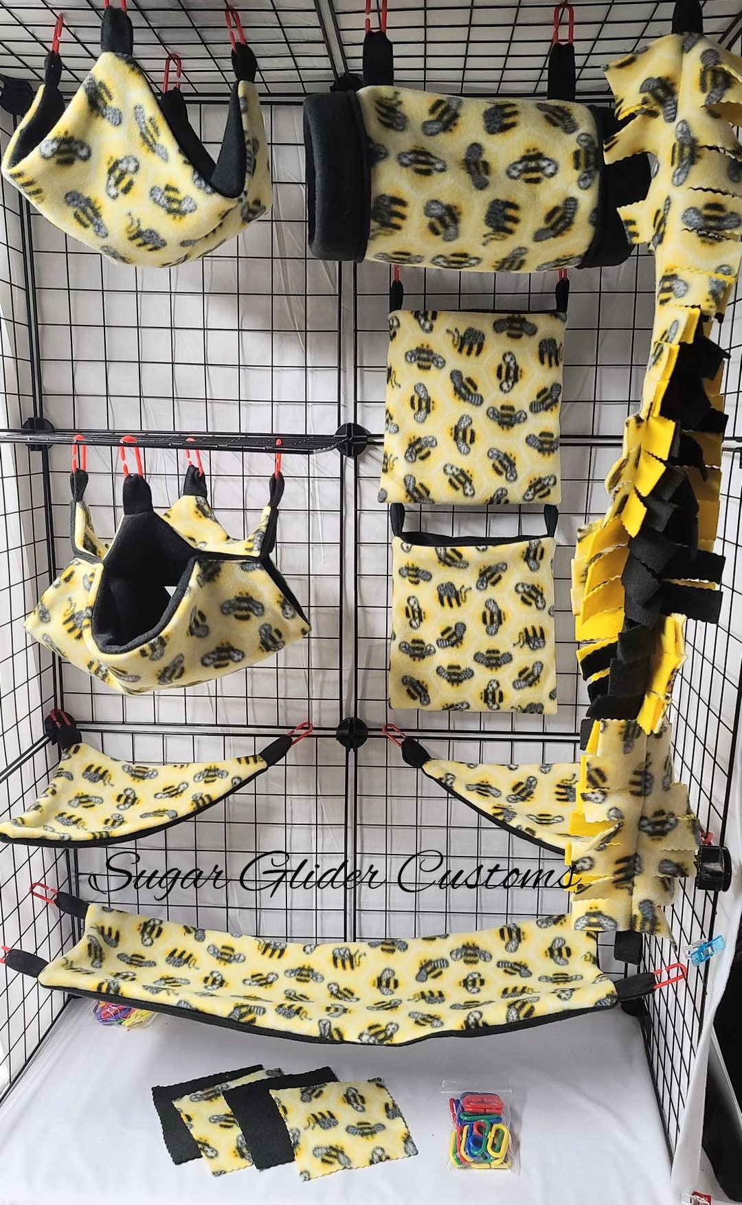 Bumble Bee Fleece Cage Set, Sugar Glider Accessories - Etsy