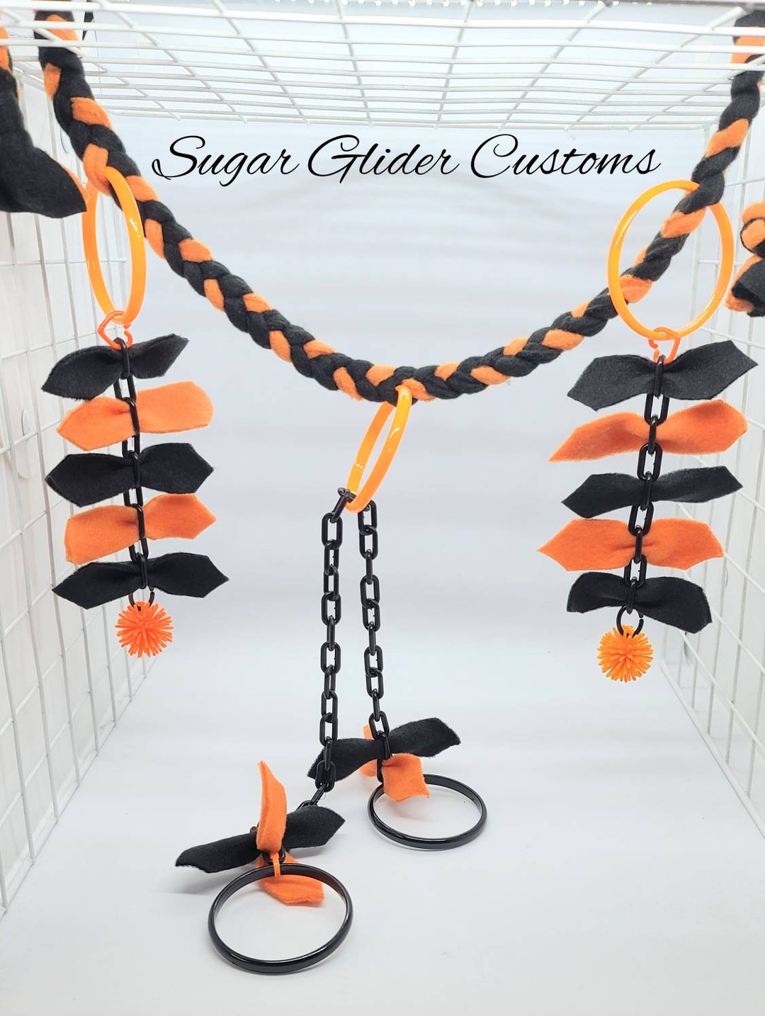 Ready to Ship, Halloween Braided Rope Pulley and Reset Toy, Orange and ...