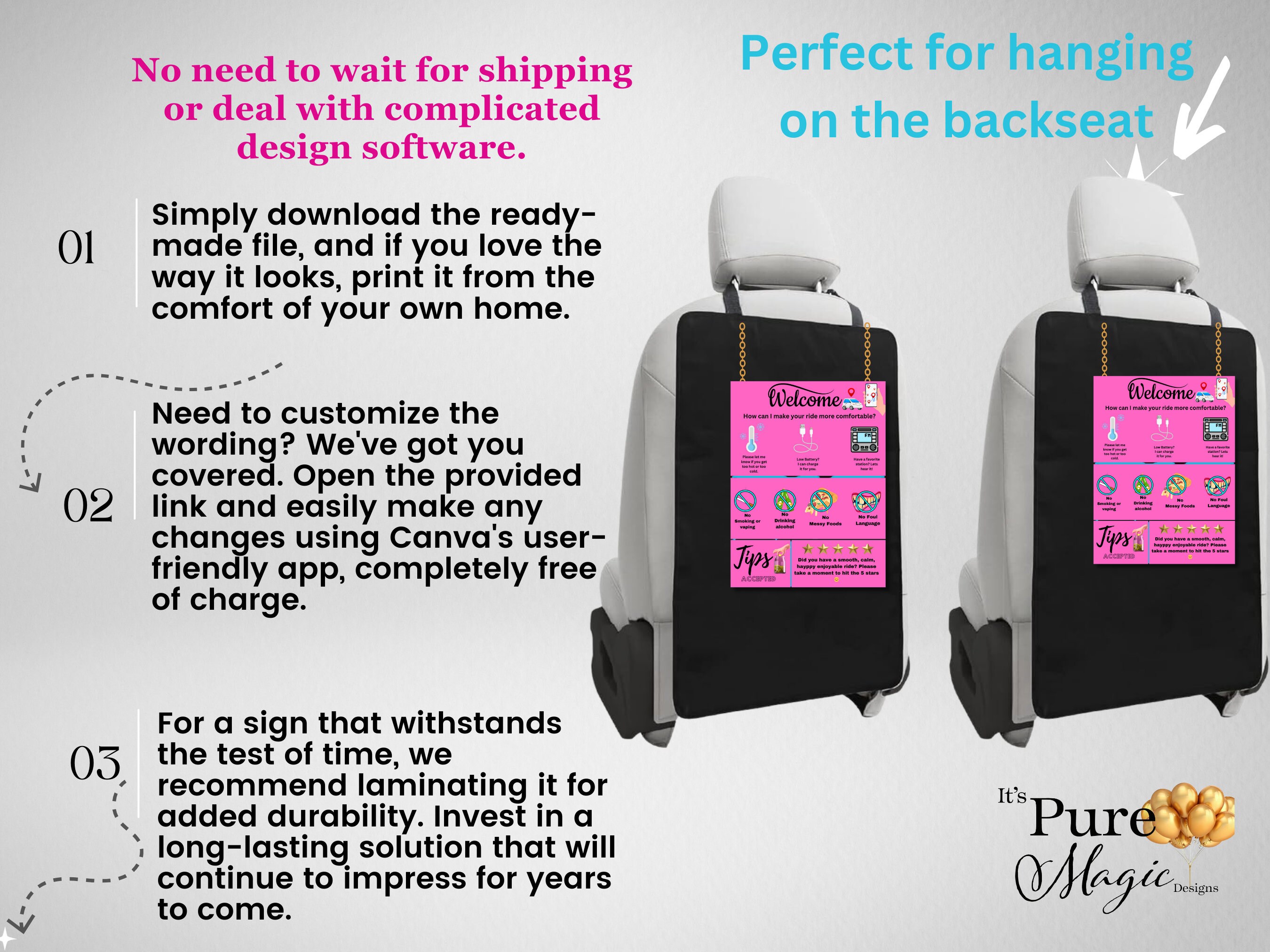 Uber Lyft Rideshare Sign Printable | Editable Sign | Uber Tip Sign ...