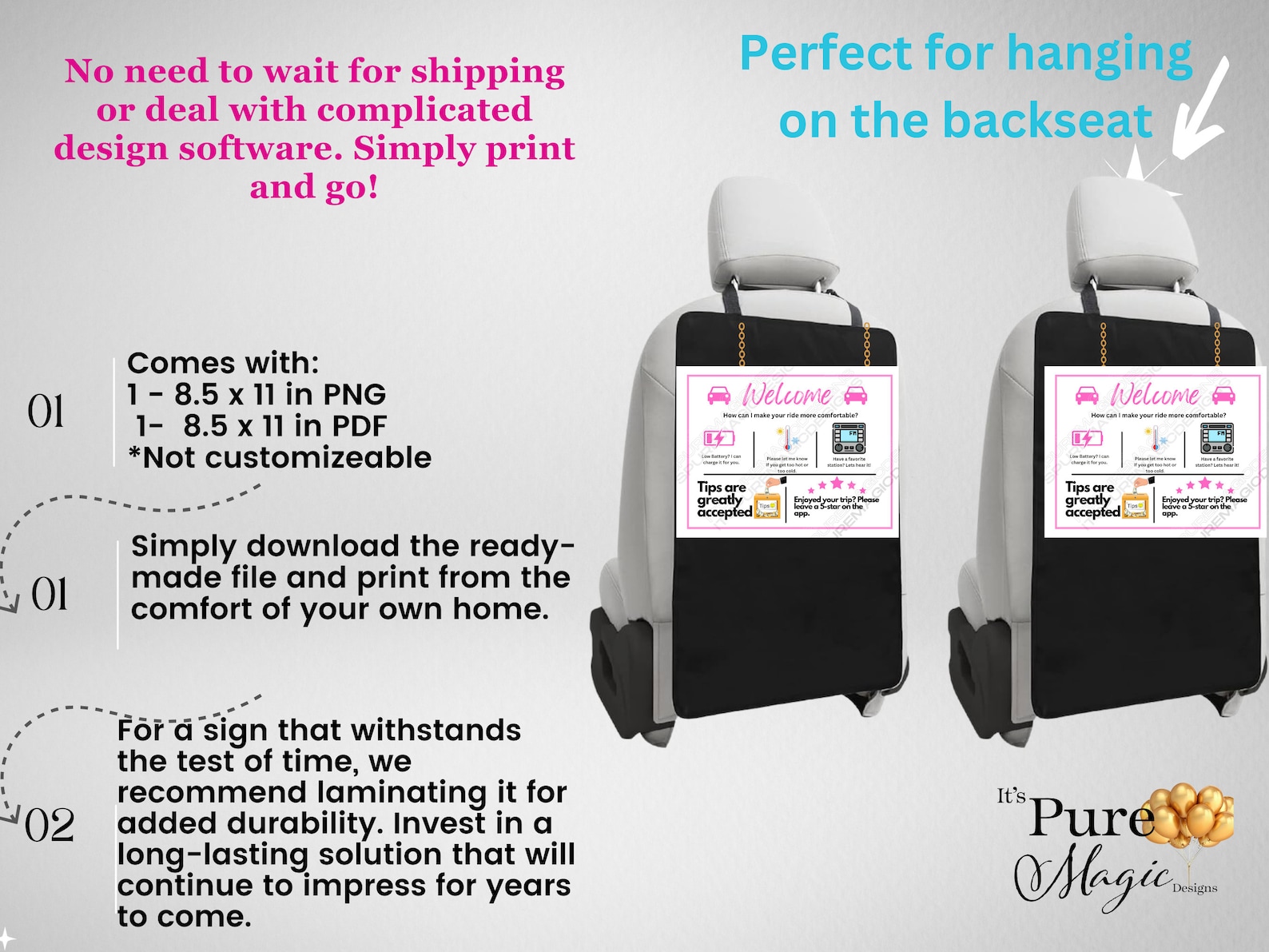 Uber Lyft Rideshare Sign Printable | Editable Sign | Uber Tip Sign ...