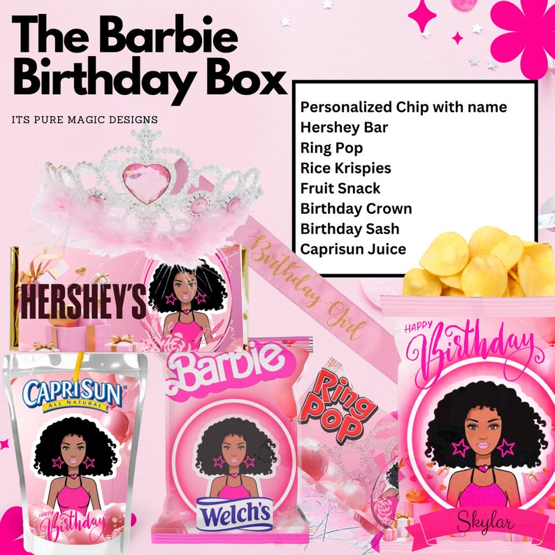 The Barbie Birthday Box Barbie Birthday Birthday Box Girl Gifts Snack ...