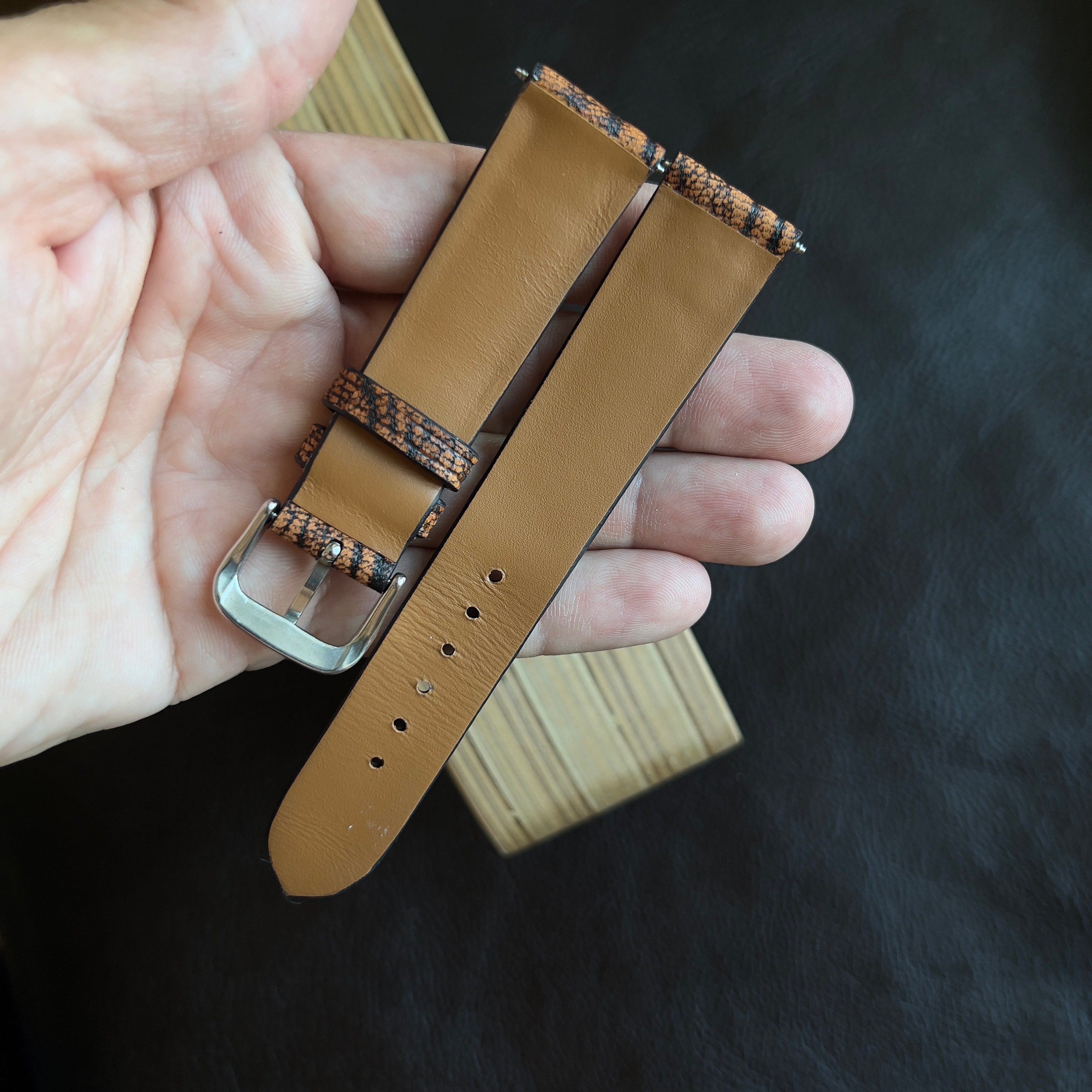 Classic Leather Watch Strap Made of African Goat Leather. With a Unique ...