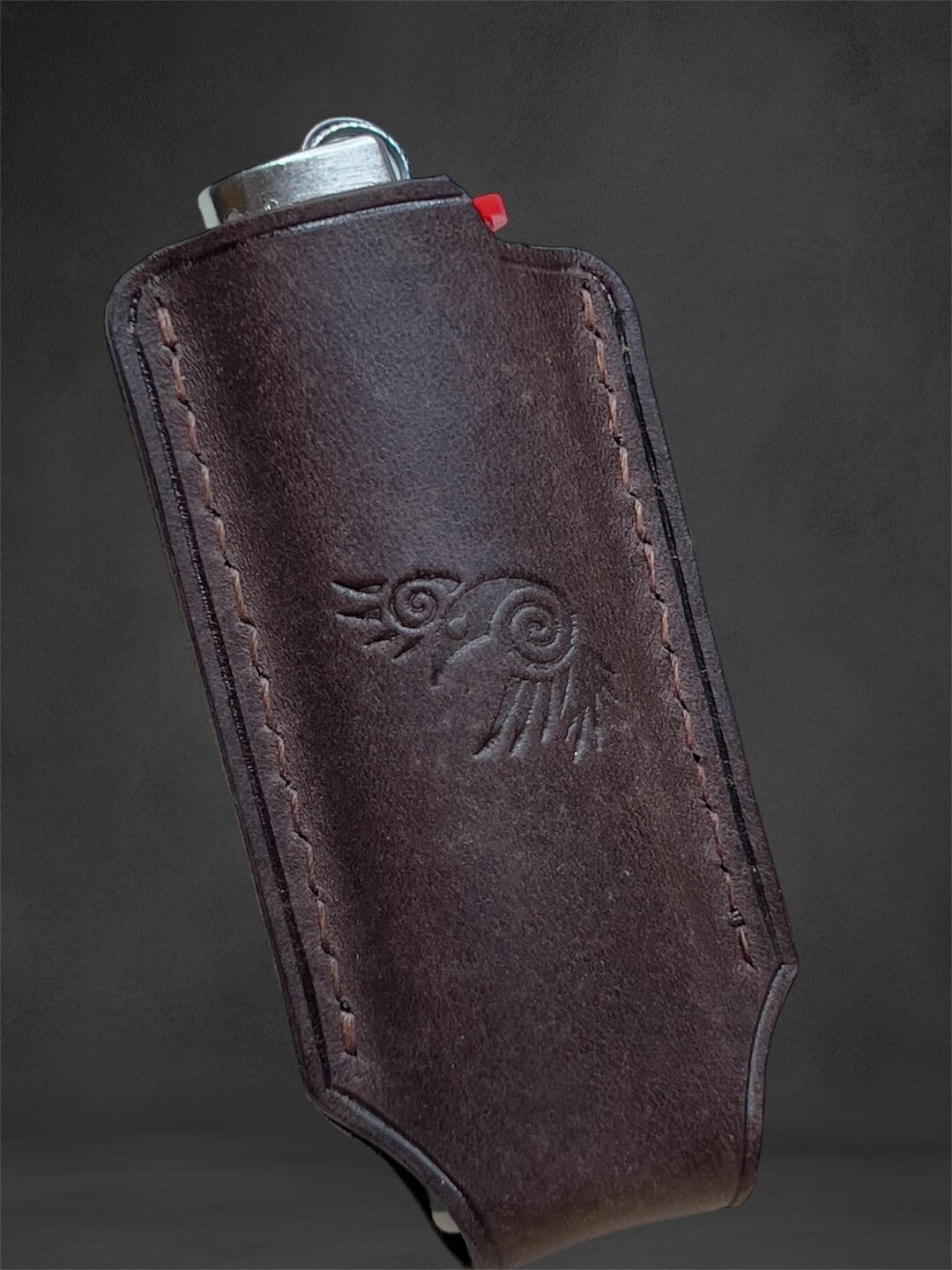 Handcrafted Leather Lighter Case With Embossed Bird Design - Fits Bic ...