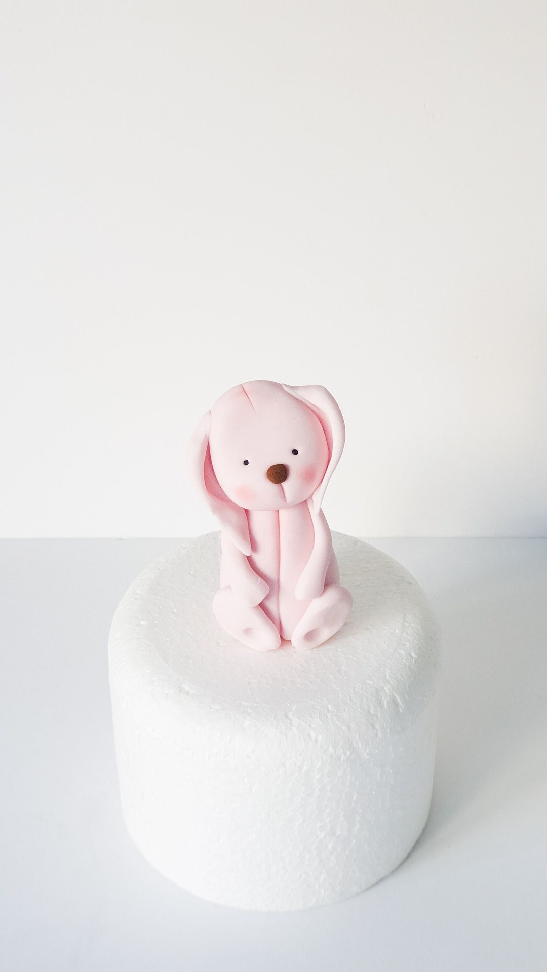 Rabbit Cake Toppers Set Pink Bunny Handmade Icing Fondant Kids Birthday ...