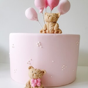 Pink Bear CAKE TOPPER EDIBLE Fondant Bear, Baby Shower, 1st Birthday ...