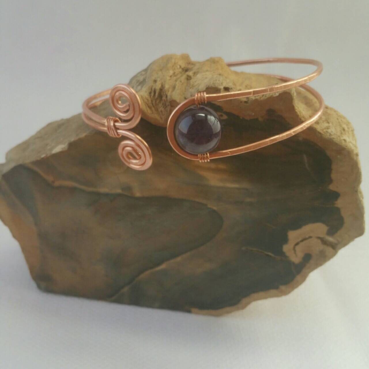 Copper Wire Arm Band, Copper Arm Band, Amethyst Gemstone Copper Arm ...
