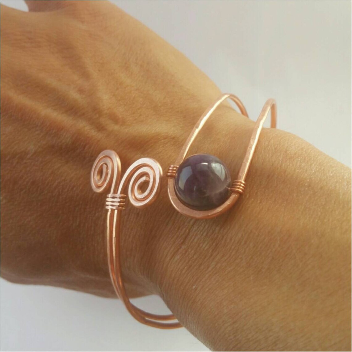 Copper Wire Arm Band, Copper Arm Band, Amethyst Gemstone Copper Arm ...