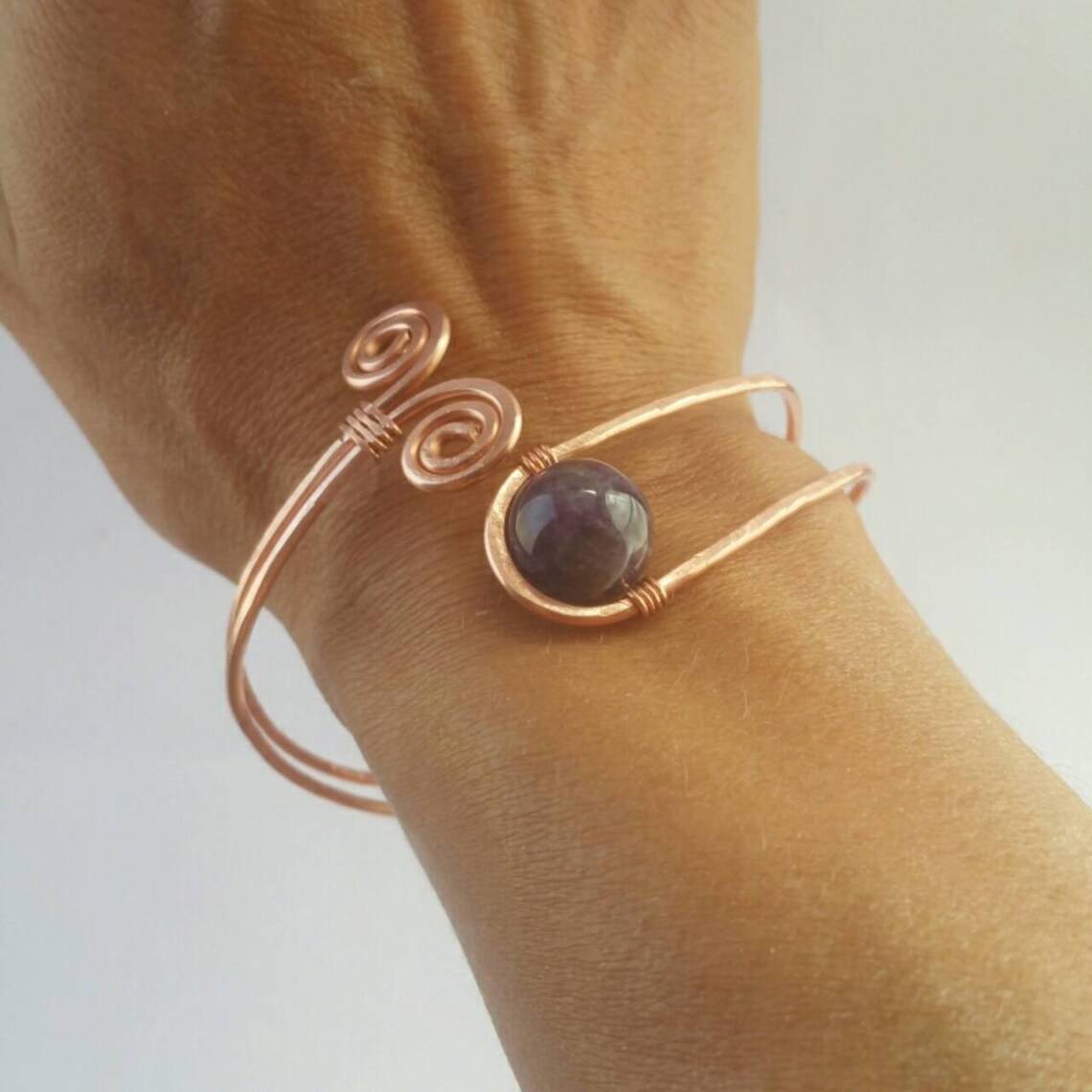Copper Wire Arm Band, Copper Arm Band, Amethyst Gemstone Copper Arm ...