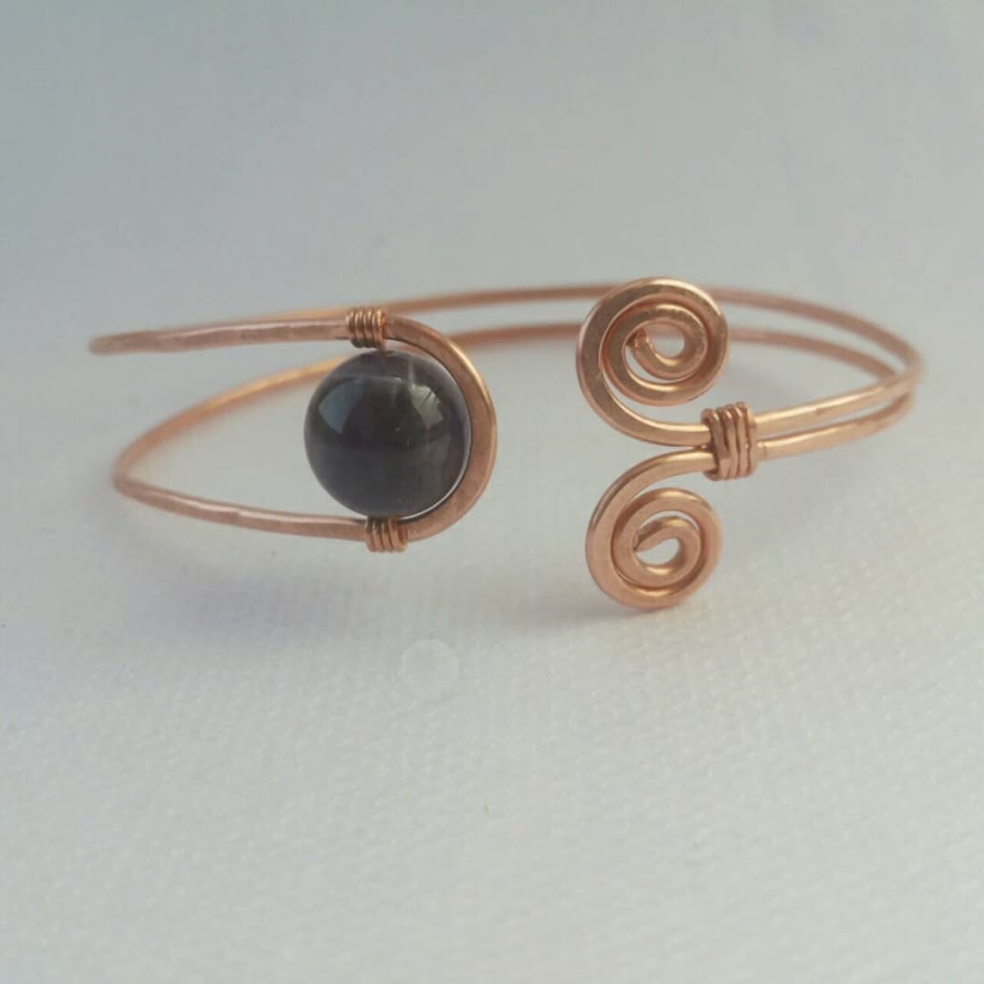 Copper Wire Arm Band, Copper Arm Band, Amethyst Gemstone Copper Arm ...