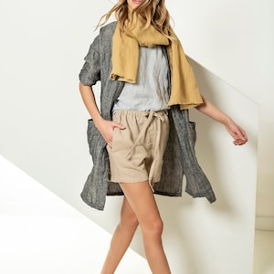 Linen Coat With Pockets, Linen Duster, Linen Jacket Women, Linen Kimono ...