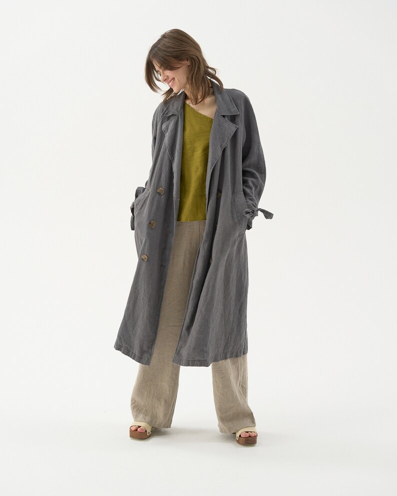 Double-breasted Linen Coat Sustainable Linen Duster Heavy - Etsy