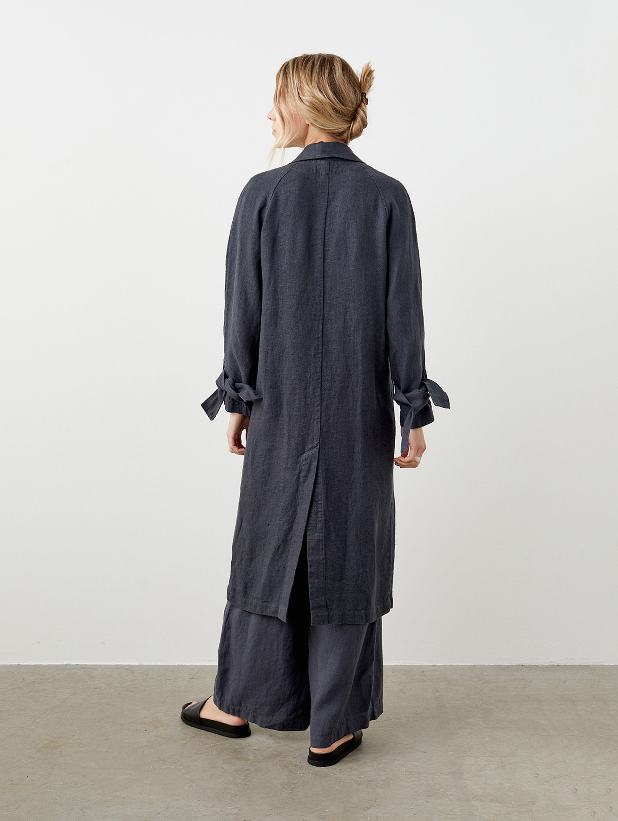 Double-breasted Linen Coat, Sustainable Linen Duster, Heavy Linen ...
