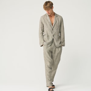 Buttoned Linen Jacket for Men With No Lining, Mens Summer Blazer With ...