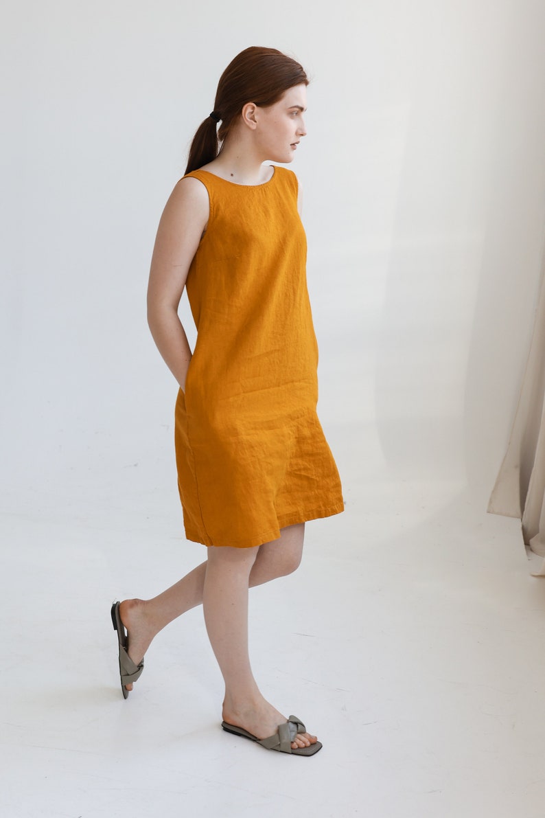 Sleeveless Mini Linen Dress, Summer Dress, Elegant Linen Dress AUDREY ...