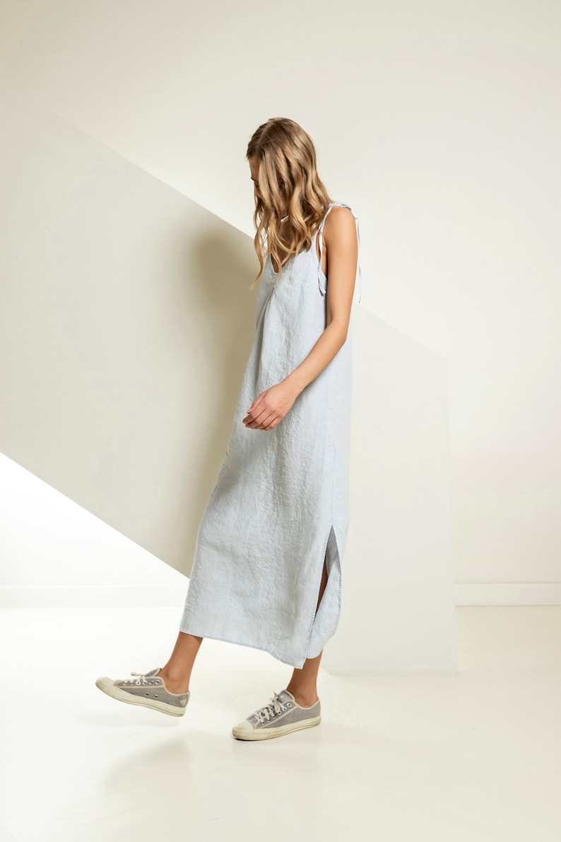 Linen Maxi Dress, Linen Slip Dress, Adjustable Linen Dress, Linen ...