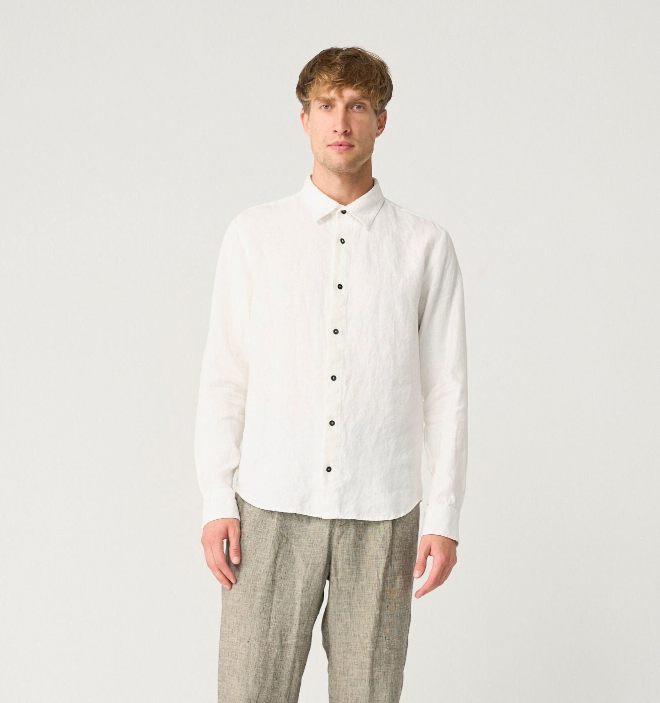 Long Sleeve Linen Shirt for Men, Men's Button up Shirt With Full ...
