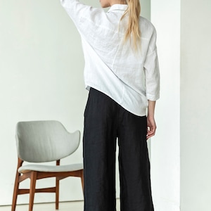 White linen blouse for women button less shirt oversized | Etsy