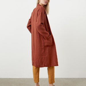 Linen Duster With Pockets, Linen Kimono Jacket, Sustainable Flare Coat ...