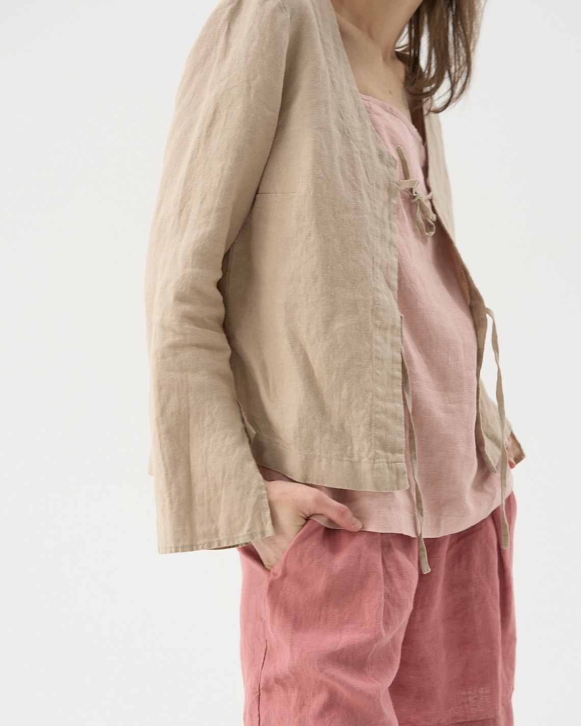 Linen Cardigan With Tie Strings Linen Jacket for Women Light - Etsy