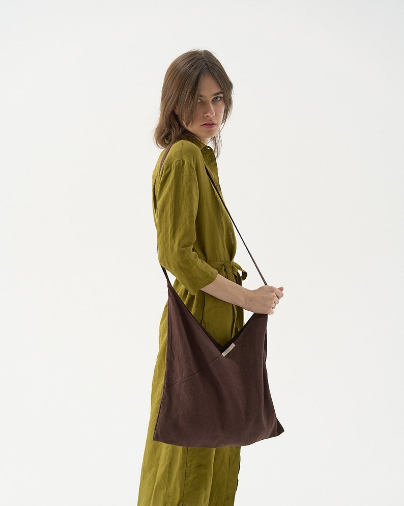Linen Shoulder Bag Cross Body Tote Large Linen Bag With - Etsy